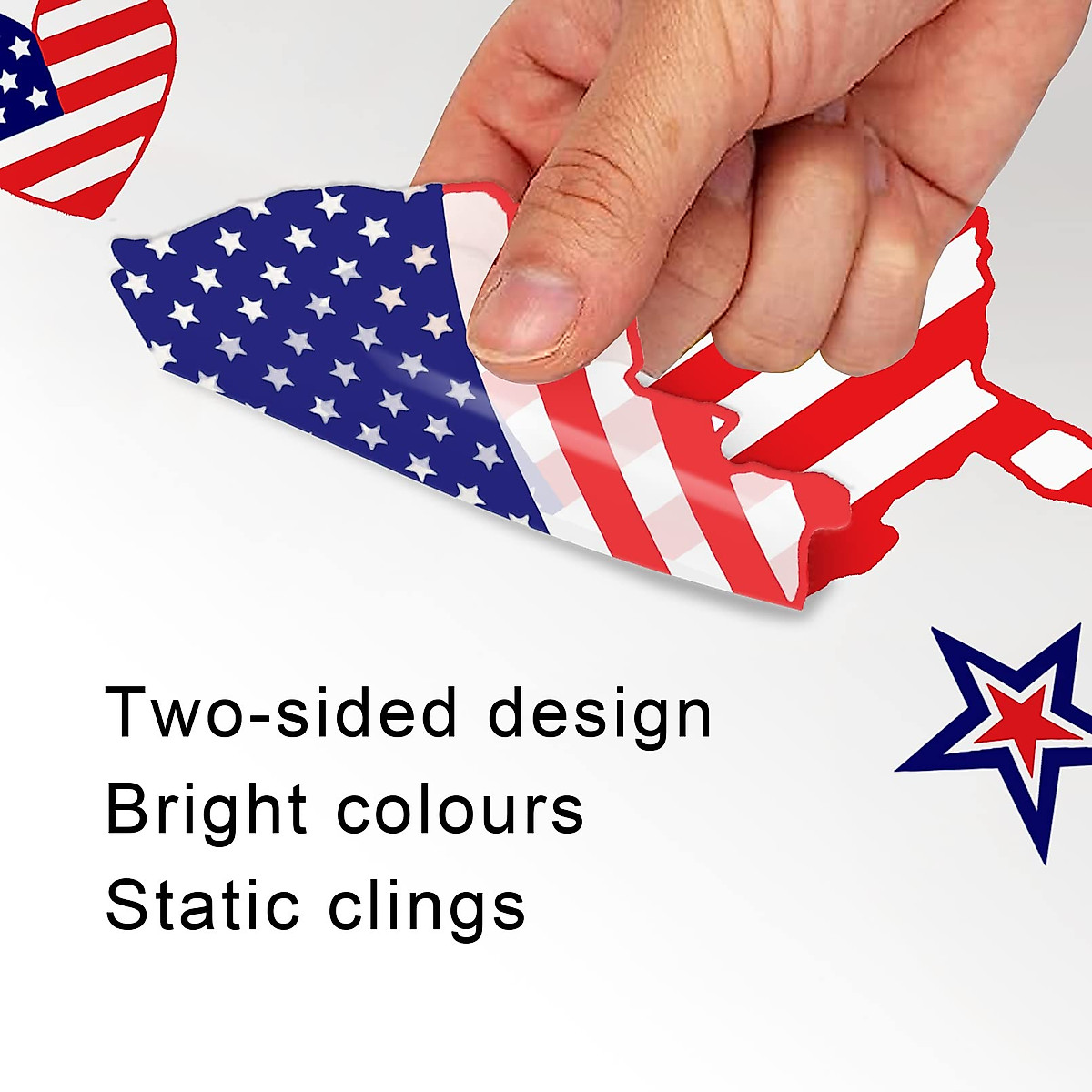 4th of July Patriotic Window Clings Memorial Day Decorations Double-Sided for Glass Windows 4 Sheets USA Stars Fourth Window Clings Veterans Day Independence Day Patriotic Holiday Decorations