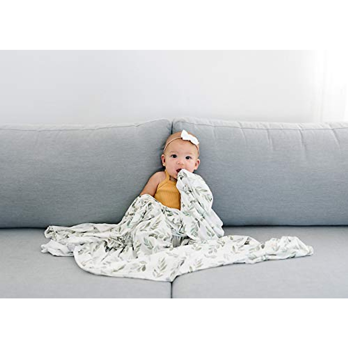 Large Premium Knit Baby Swaddle Receiving Blanket"Fern" by Copper Pearl
