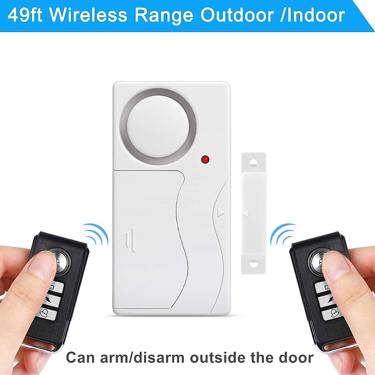 WSDCAM Wireless Door Alarm with Remote 2 Pack, Battery Included, 105 dB Loud Pool Door Alarm, Wireless Door Open Alarms Sensor for Kids Safety Home Security