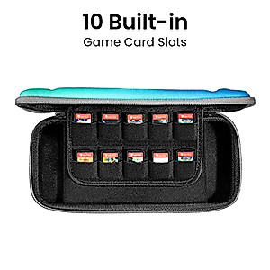 tomtoc Switch Case for Nintendo Switch, Slim Switch Sleeve with 10 Game Cartridges, Protective Switch Carry Case for Travel, with Original Patent and Military Level Protection, Twisted Blue