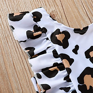 MODNTOGA Toddler Baby Girls Swimsuit Backless Ruffle One-Piece Swimwear Bathing Suit Tankini (Leopard, 110(3-4T))
