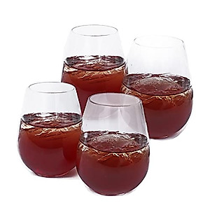 EcoQuality 6 oz Mini Stemless Clear Plastic Wine Glass, Unbreakable Elegant and Reusable Wine Tumbler for Wine Tasting, For Indoor or Poolside Party (8)