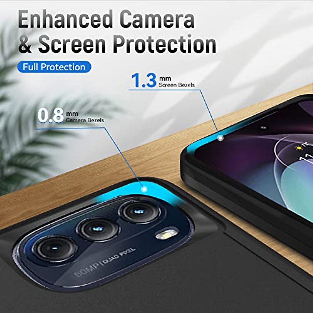 Warsia for Moto G 5G 2022 Case,Motorola G 5G 2022 Case with Screen Protector[Military Grade Drop Tested] Heavy-Duty Tough Rugged Shockproof Protective Case for Motorola Moto G 5G 2022, Black