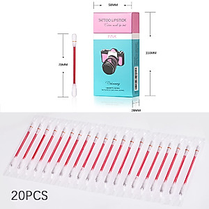 PASNOWFU Tattoo Lipstick, 20 Pcs Tattoo Lipstick cotton swab, Cotton Swab Lipstick, Velvet Matte Tattoo Lip Stain Portable Lip Stain(4 colors)