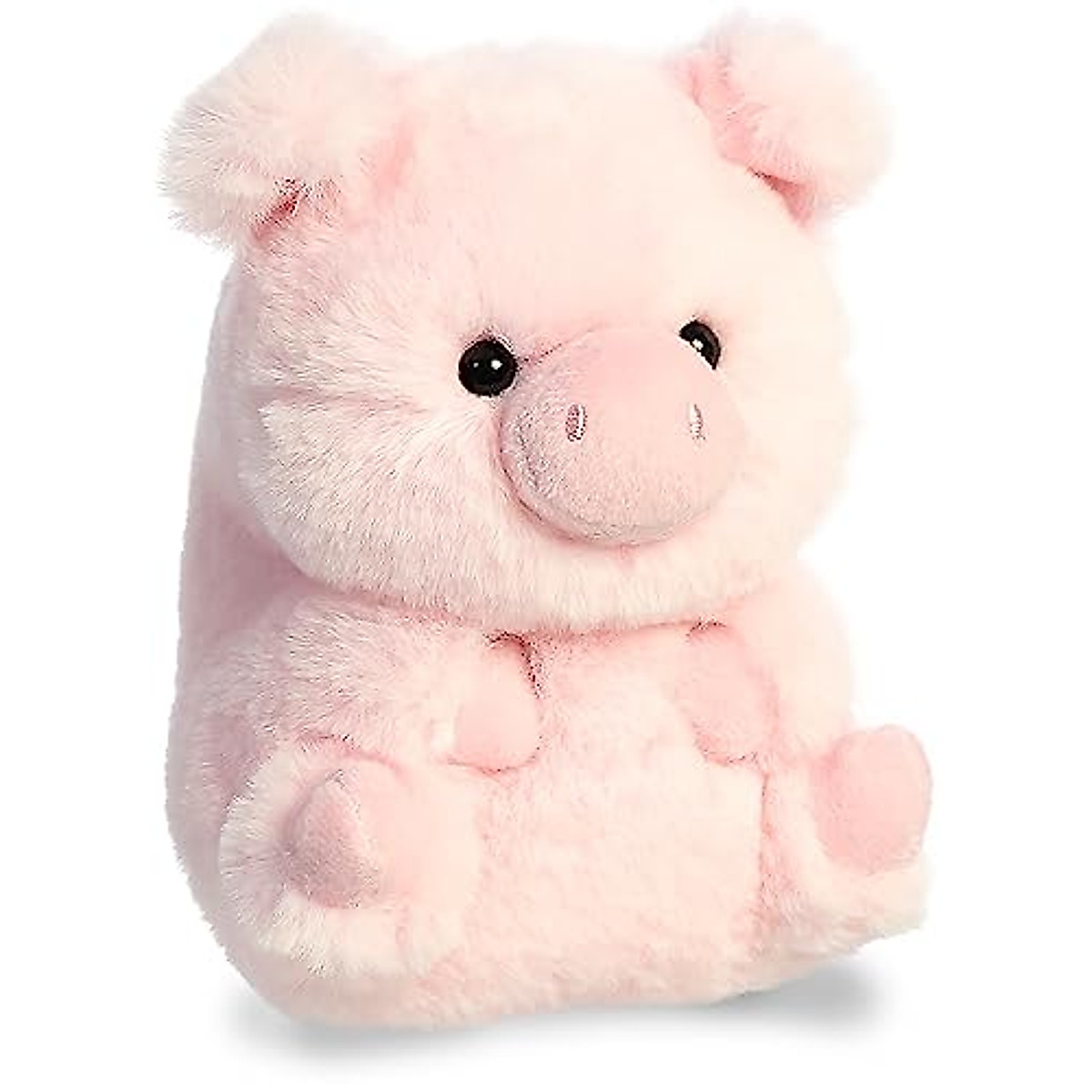 Aurora® Round Rolly Pet™ Prankster Pig™ Stuffed Animal - Adorable Companions - On-The-Go Fun - Pink 5 Inches