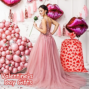 10 Pcs 56" Extra Large Baby Shower Gift Bag Jumbo Big Red Plastic Gift Bags for Girls for Presents Huge Gifts Baby Wrapping Paper Bags with Ribbon Cords for Weddings, Valentine's Day, Bridal Showers