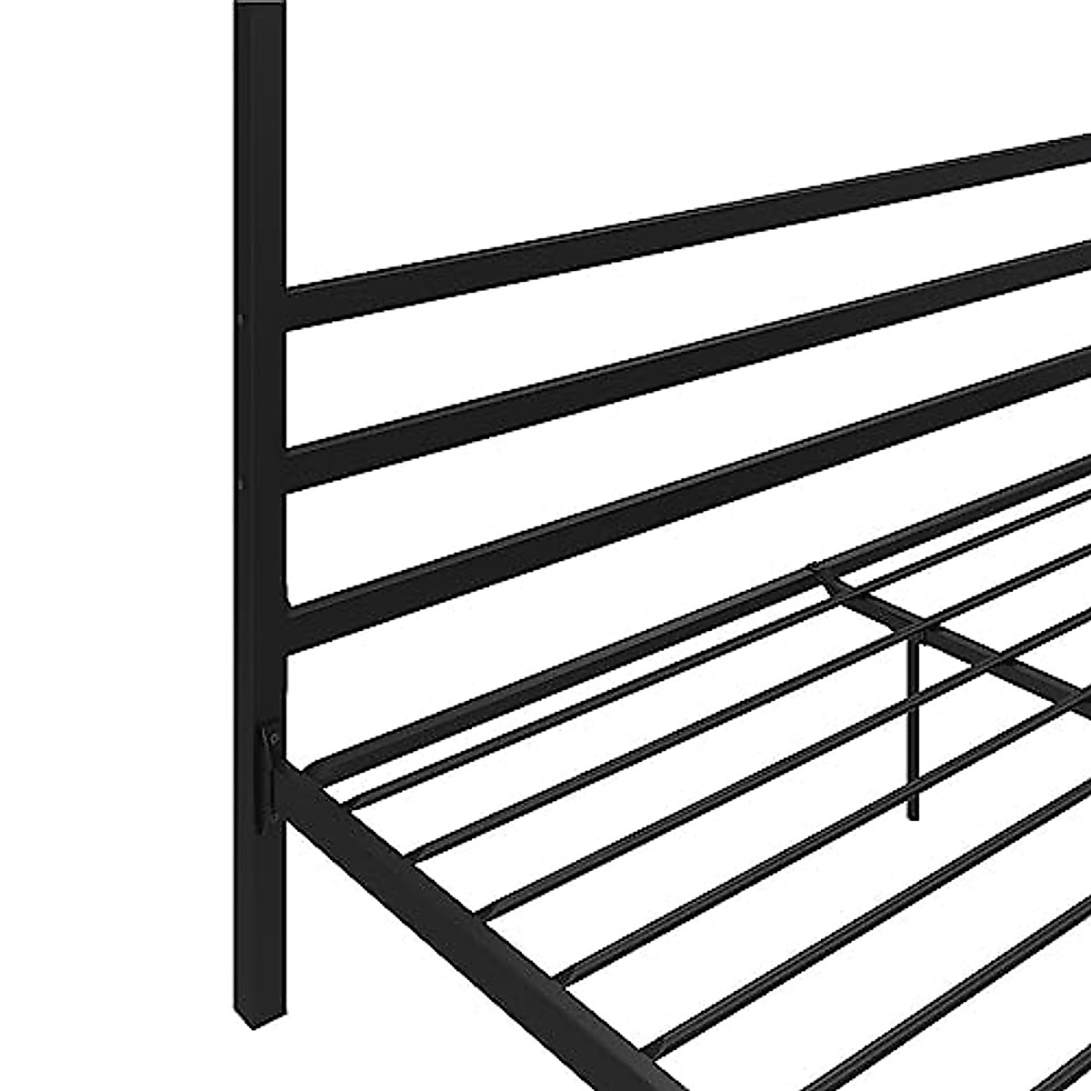 DHP Modern Metal Canopy Platform Bed with Minimalist Headboard and Four Poster Design, Underbed Storage Space, No Box Spring Needed, King, Black