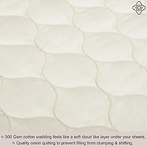 Bioweaves 100% Organic Cotton Mattress Pad Cover, GOTS Certified Cooling Quilted Fitted Mattress Topper & Protector with Soft Cotton Wadding - 20 Inch Deep Pocket, California King