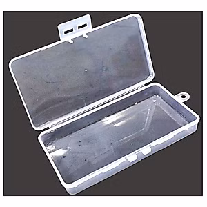 BIN BUDDY (2 pack 7" (17.8 cm) Long Single Compartment Storage Box | Clear Plastic | Double Front Clasp | Loop for Hanging | Multi-Utility Organizer