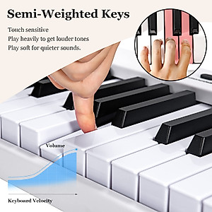 Costzon 88-Key Foldable Digital Piano Keyboard, Full Size Semi-Weighted Keyboard, Portable Electric Piano w/Lighted Keys, Support USB/MIDI, Speakers, Sustain Pedal & Carrying Bag for Beginner (White)