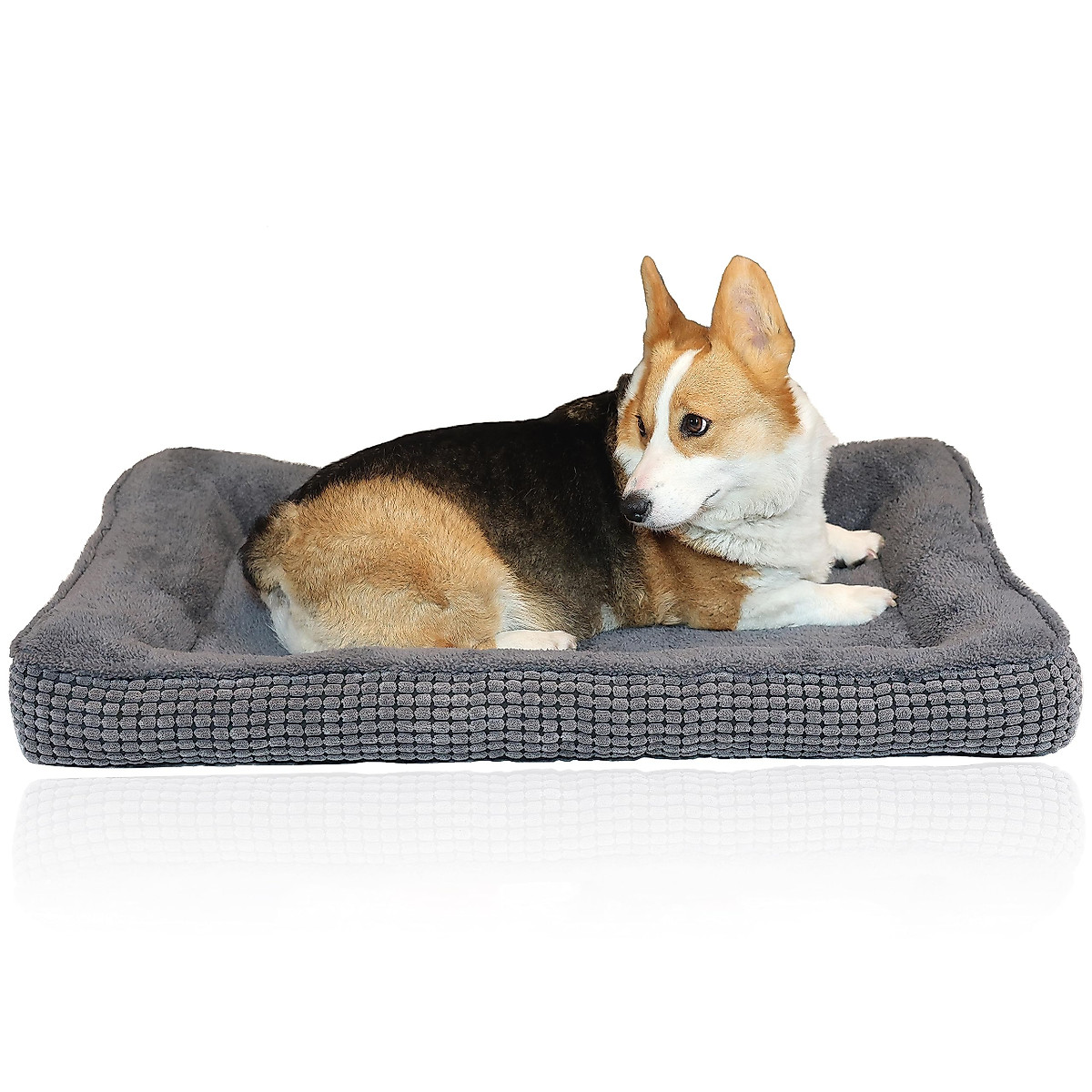 WINDRACING Washable Deluxe Dog Crate Beds, Super Soft Durable Kennel Anti-Slip Pad, Pet Sleeping Mat for Small Sized Dogs, Removable Pet Bed, Dog Beds & Furniture, 31 x 25, Gray