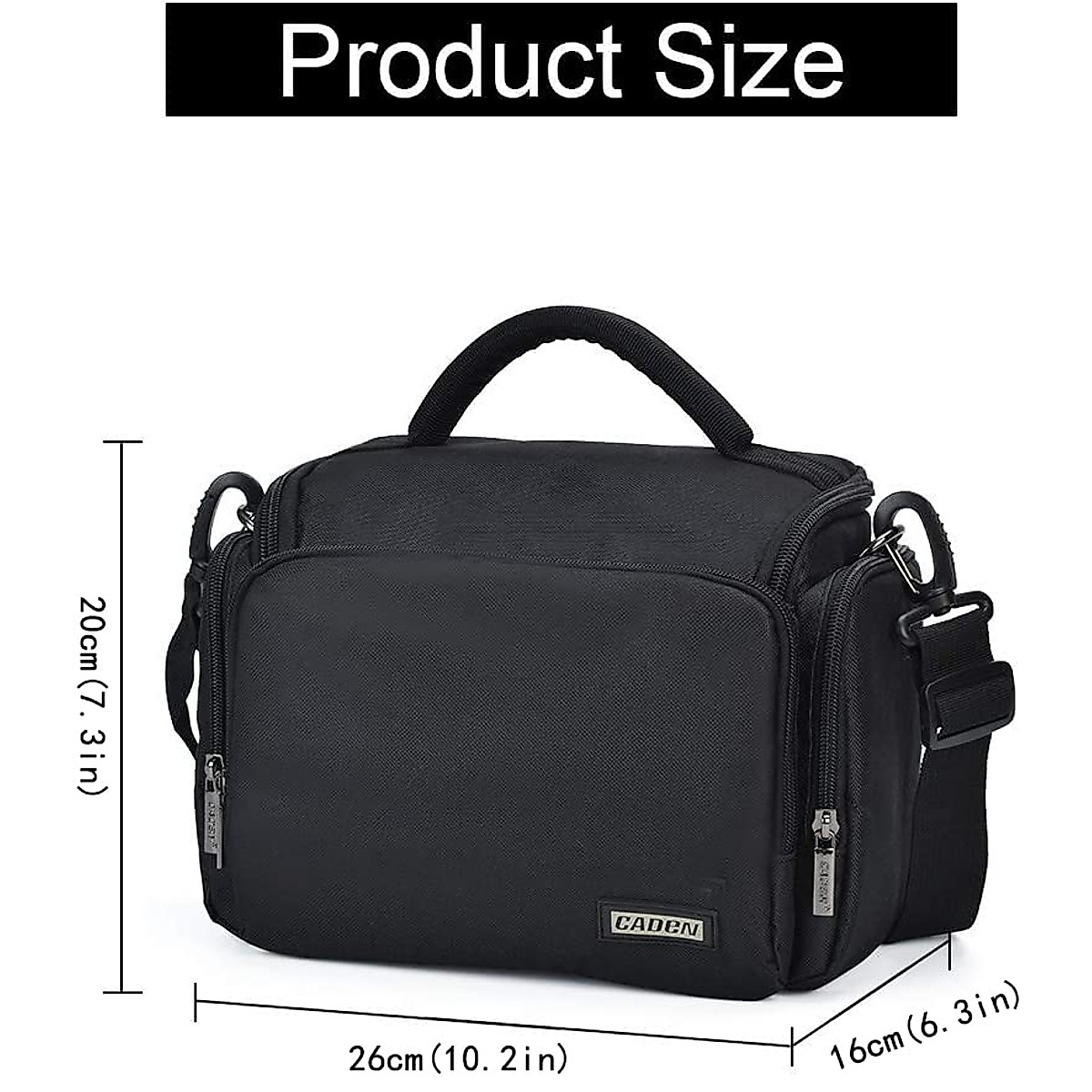 CADeN Camera Shoulder Crossbody Bag Case Compatible for Nikon, Canon, Sony SLR/DSLR Mirrorless Cameras and Lenses Waterproof(1.0 M, Black)