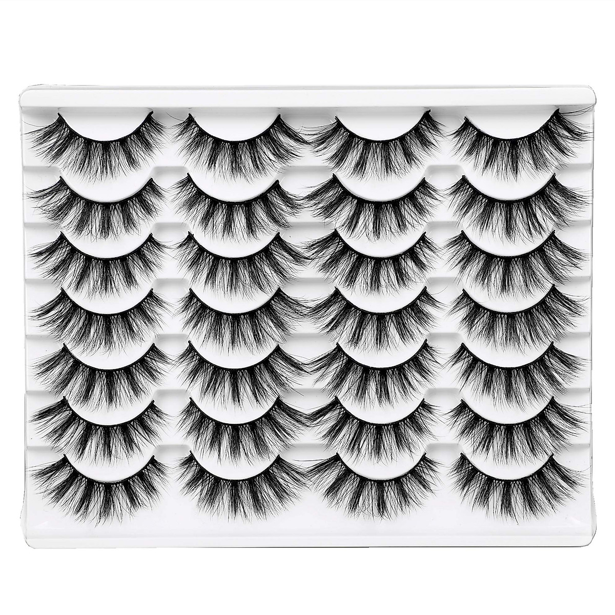 Newcally False Eyelashes Wispy Natural Cat Eye Lashes Faux Mink Lashes Fake Eyelashes Soft 3D Medium Length Light Volume 14 Pairs Pack