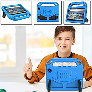 SUPNICE Kids Case for All-New Fire 7 (Latest 12th Generation 2022 Release), Lightweight Shockproof Handle with Stand Kid-Proof Case for Amazon Fire 7 inch Tablets - Blue