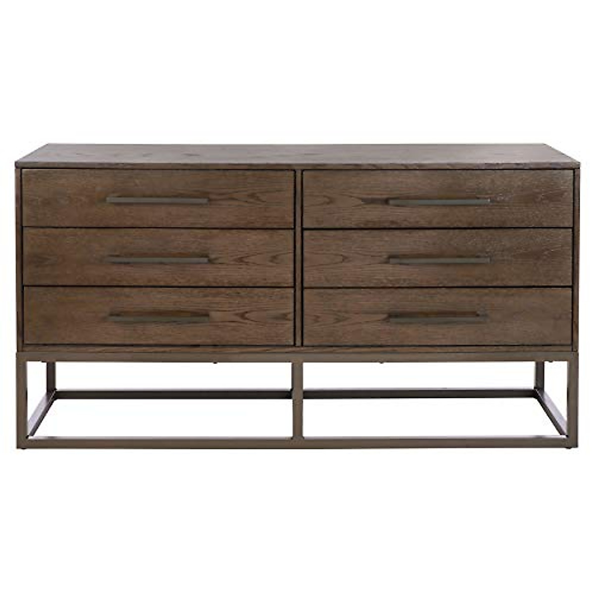 Safavieh Couture Collection Estelle Dark Walnut 6-Drawer Dresser, Ash Brown/Gunmetal