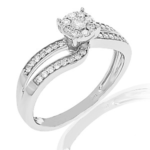 Vir Jewels 1/4 cttw Diamond Cluster Set Wedding Engagement Ring 14K White Gold Bridal Size 7