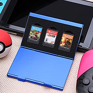 Premium Game Card Case for Nintendo Switch, Aluminum Game Cartridge Holder for Nintendo Switch (Hold 6 Game Cards) (Blue)