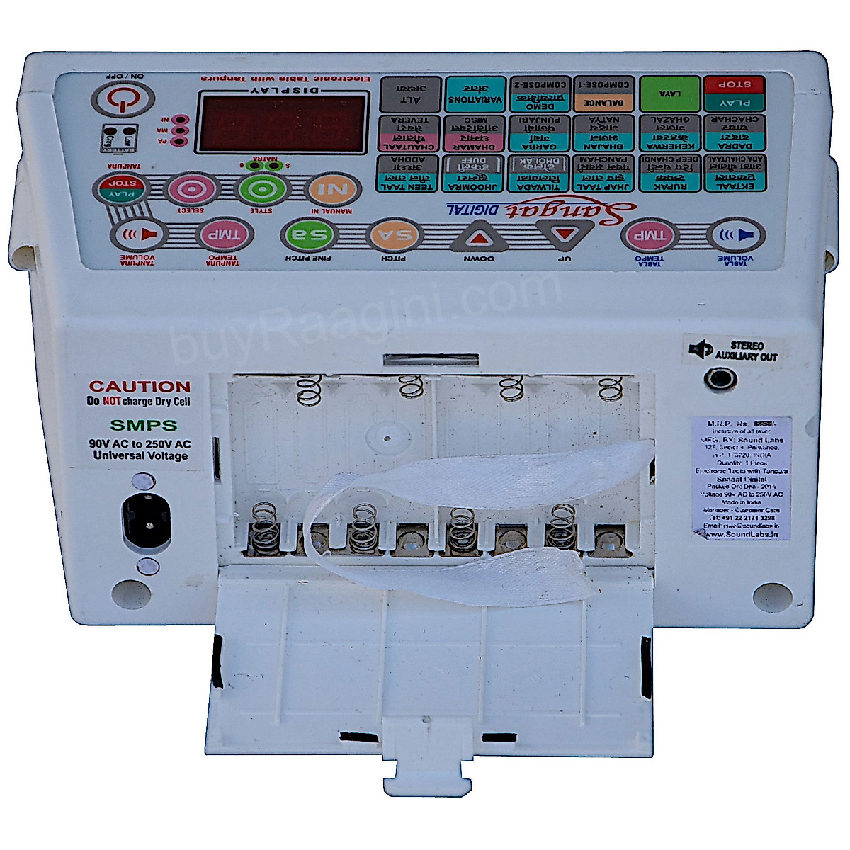 Electronic Tanpura, Sangat Electronic Tanpura - with Tabla, Pakhawaj Dholak and Duff, by Sound Labs, Bag, Instruction Manual, Power Cord, Digital Tambura Sampler (PDI-DBF)