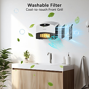 GiveBest Smart Wall Heater - 1500W Space Heater for Indoor Use, Work with Alexa, Adjustable Thermostat, Remote and WiFi Control, 24H Timer, Easy-mounted Heater for Bedroom Office Garage RV