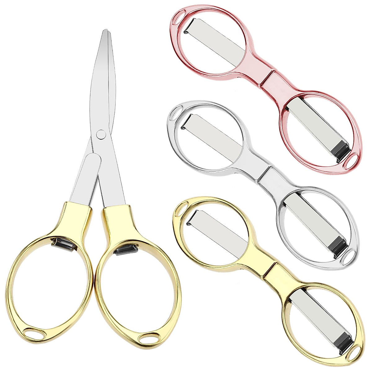AHQiZFX 3 Pcs Folding Scissors, Safe Portable Travel Mini Scissors Crafting Scissors Stainless Steel Retractable Small Scissors for Home Office School Safe Portable Travel Scissors