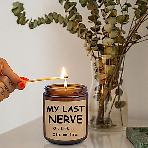 BrightinWint Vanilla Scented Candles, Candle Gifts for Women Men, My Last Nerve Candle Unique Candles for Home Scented, Funny Gifts for Women, Men, Family, BFF, Bestie, Best Friend, Coworker