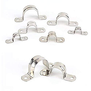 ISPINNER 25pcs M25 Stainless Steel Rigid Pipe Strap for 1 Inch Hose OD, 2 Holes Cable U Bracket Clamp Hanger Tube Strap Tension Clips
