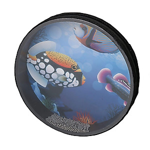 Yibuy Sound Drum Percussion Wave Bead Ocean Hand Drum with Hardwood Sea Drum Musical Instrument Percussion 253mm/9.96inch (Diameter) for Party