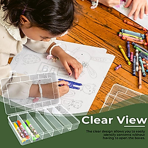 Neworkg 2 Pack Tackle Box Organizer, Plastic Organizer Box for Crafts, 6 Grids Transparent Storage Box, Beads Earrings, Screws and Mascara Brushes