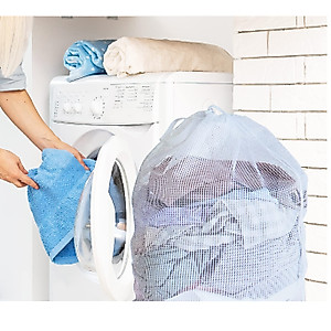 36" x 24" Heavy Duty Polyester Laundry Bag Mesh Laundry Bag Laundry Hamper Liner (White, 1 Piece)