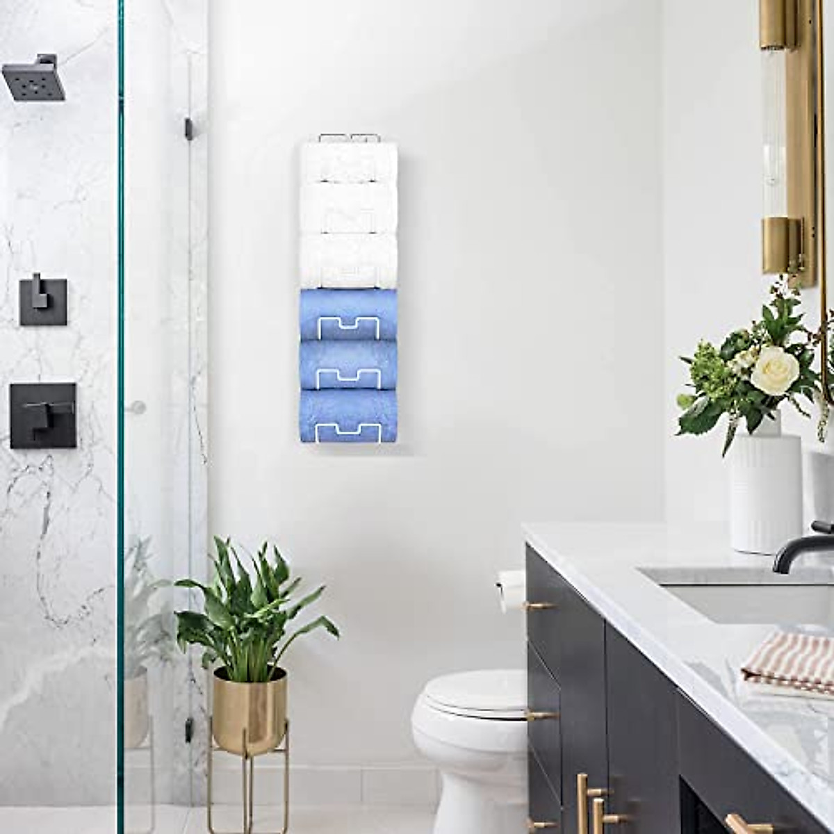 Bextsrack Towel Rack Wall Mounted Metal Wine Rack Towel Holder Organizer for Storage of Bathroom Towels, Washcloths, Hand Towels, White