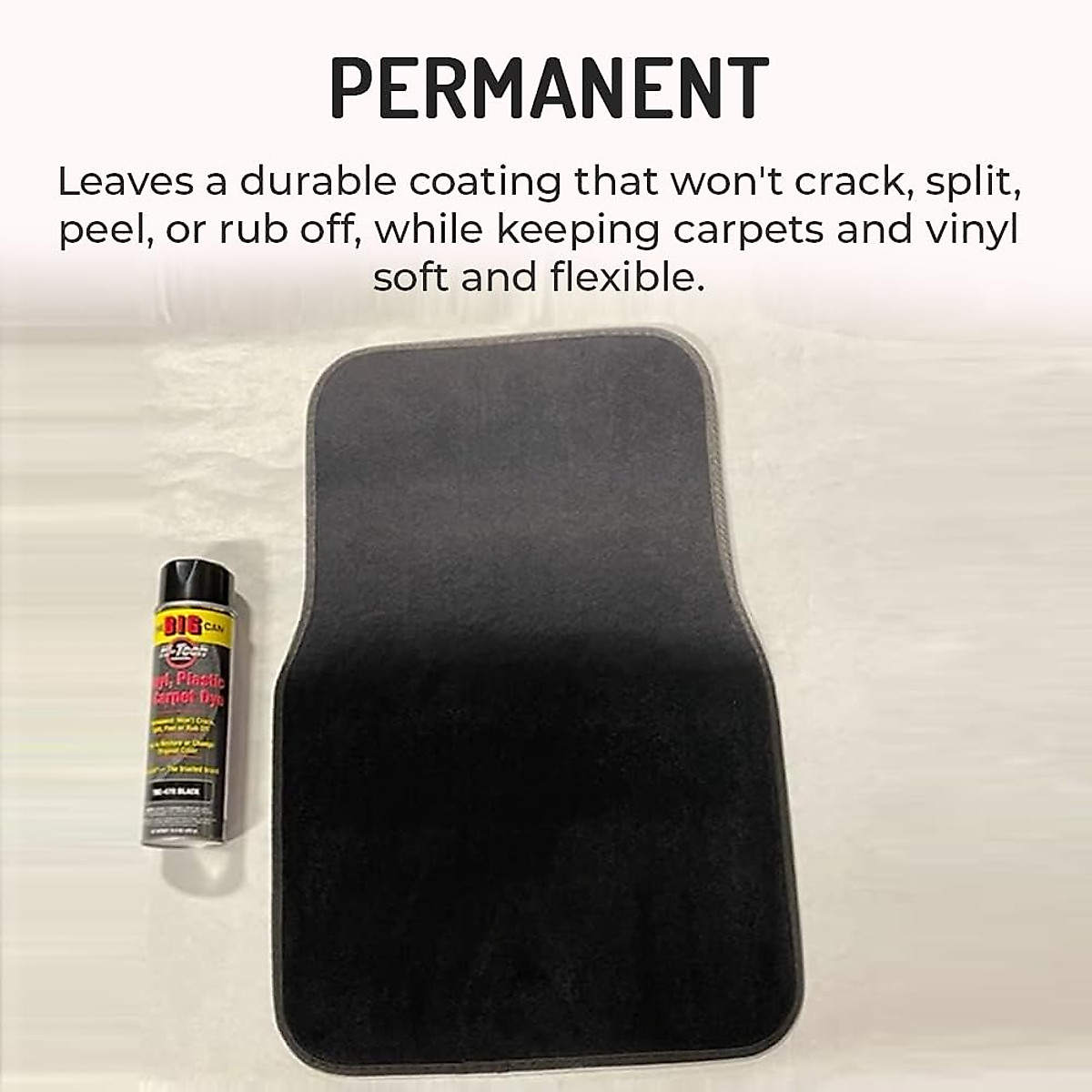 HI-TECH Big Can Vinyl, Plastic, Fabric and Carpet Spray Dye, Black, 15oz | Permanent Color Restorer for Carpet and Upholstery | Won't Crack, Split, Peel, or Rub Off