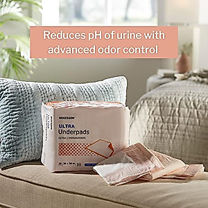 McKesson Ultra Underpads, Incontinence Bed Pads, Heavy Absorbency, 30 in x 30 in, 100 Count