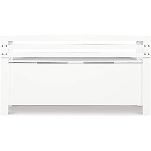 Pemberly Row Entryway Storage Bench in White with Flip-top Lid