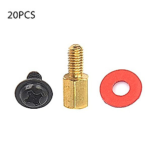Connectors (20x Screw+20x Motherboard Riser +20x Washer) 6.5mm 6-32-M3 Computer Golden Motherboard Riser+Screws + Red Washers 50LA - (Color: 1)