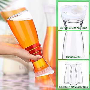 12 Packs Plastic Carafe with Lids 34 oz Clear Mimosa Juice Containers Acrylic Beverage Carafe Pitcher Drink Containers for Fridge Outdoor Iced Tea Powdered Juice Milk Coffee Party Mimosa Bar