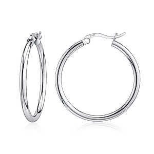 JIAYIQI Sterling Silver Hoop Earrings for Women Lightweight Round Small Sliver Hoop Earrings Hypoallergenic Diameter 25mm