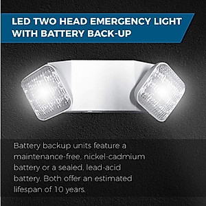 Ciata 2 Pack Led Emergency Lights with Battery Backup, for Home Power Failure, Hardwired with Adjustable Heads, Backup Battery, Emergency Lights for Business, Indoor Emergency Lights