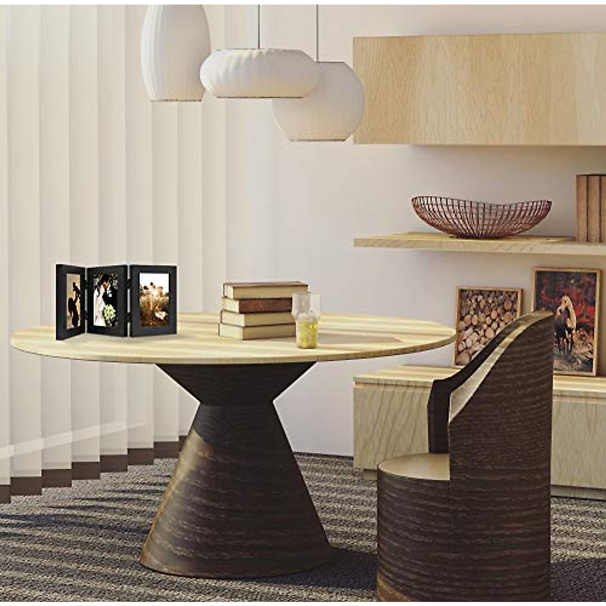 Golden State Art, 4x6 Three Picture Frame Trifold Hinged Photo Frame with 3 Openings, Desk Top Family Picture Collage, with Real Glass (4x6 Triple, Black, 1-Pack)