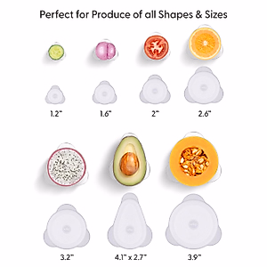 W&P Reusable Produce Savers, Set of 7, Covers Fruits & Vegetables To Keep Fresh, Dishwasher Safe, Avocado & Onion Saver