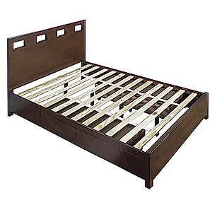 Modus Furniture Solid Wood 2-Side Storage Bed, California King, Riva - Chocolate Brown