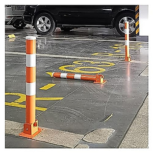 BYZOMU Safety Bollard Post, Driveway Garage Security Post Barrier, Folding Car Car Parking Space Lock Bollard, with 4 Free Anchor Bolts for Traffic-Sensitive Area