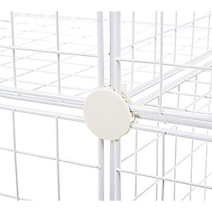 Amazon Basics Collapsible Fabric Storage Cubes Organizer with Handles, Beige - Pack of 6 & Amazon Basics 6-Cube Wire Grid Storage Shelves, 14" x 14" Stackable Cubes, White