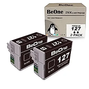 BeOne T127 Ink Cartridges Remanufactured Replacement for Epson 127 2-Pack to Use with Workforce 60 545 630 633 635 645 840 845 WF-3520 WF-3530 WF-3540 WF-7010 WF-7510 WF-7520 Printer (2 Black)