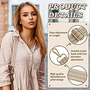 Kajaia 3 Pieces Purse Straps Replacement Crossbody Wide Shoulder Handbag Straps Adjustable Canvas Belt Purse Bag Straps (Classic Style)