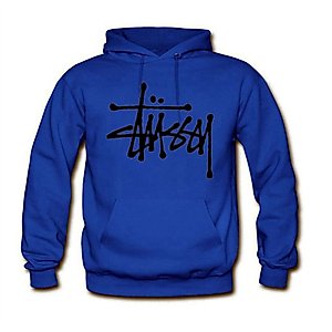 Printed Stussy Logo Men's Hoodie &Sweatshirt XX-Large Blue