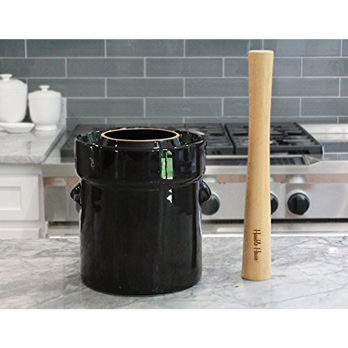 Humble House SAUERSTOMPER Sauerkraut Pounder for Mason Jars Fermentation of Vegetables Standard 12" One Piece of Solid German Beech Wood Cabbage Tamper for Packing Fermented Foods like Sauerkraut