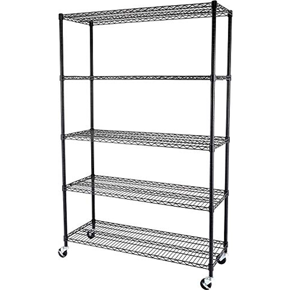 BACKYARD EXPRESSIONS PATIO · HOME · GARDEN 5-Shelf Adjustable, Heavy Duty Storage Shelving Unit, Extra Large Steel Organizer Wire Rack, Matte Black (48" L x 18" W x 75" H)