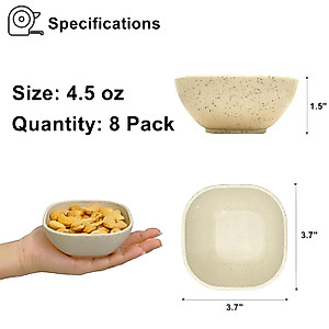 8 Pack Small Bowls, 4.5 OZ Wheat Straw Bowls Soy Sauce Dish, Unbreakable Dessert Bowls, Assorted Colors Dipping Sauce Cups, Small Plastic Bowls Prep Bowls for Side Dishes, Dessert, Snacks, Sauce