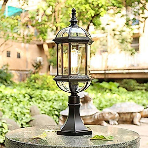 ZZYJYALG European Luxury Glass Post Light IP54 Outdoor Waterproof E27 Garden Light Aluminum Alloy Retro Lantern Home Villa Hotel Pillar Light Courtyard Aisle Street Lamp