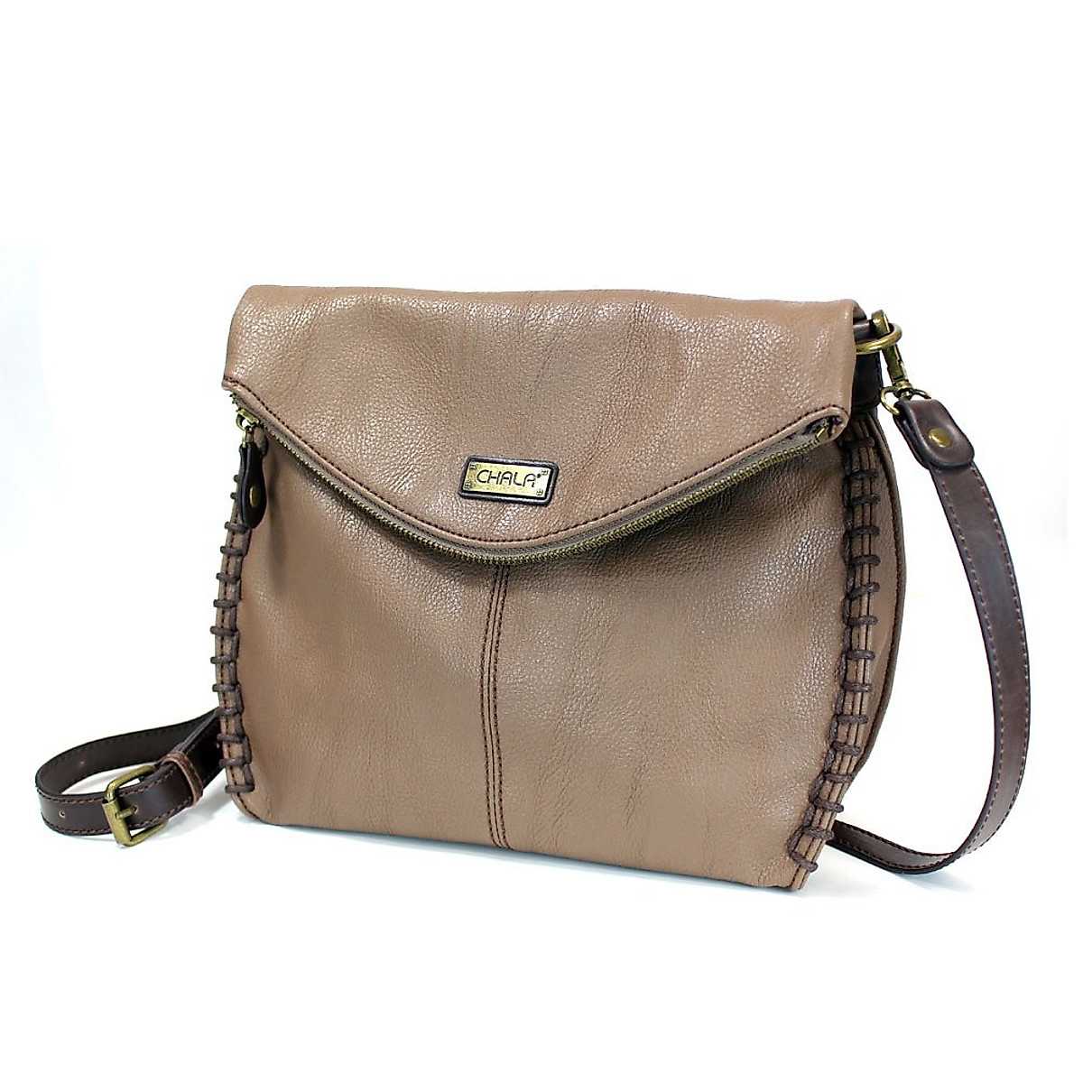 Chala Charming Crossbody Bag Shoulder Handbag With Flap Top and Zipper Brown (Coin Purse_ Dinosaur Triceratops)